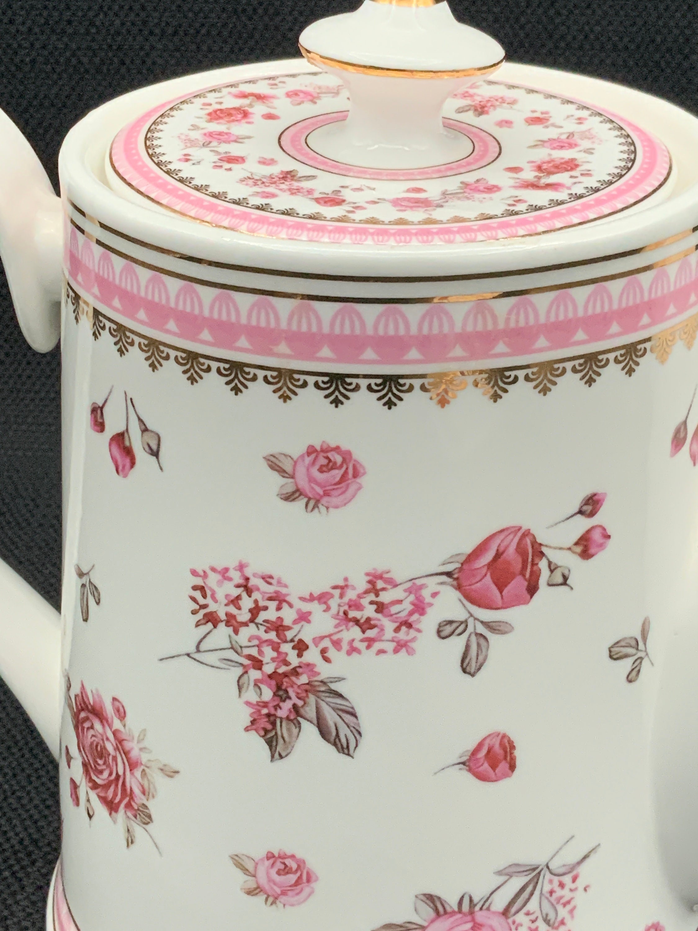 Shabby Chic Porcelain Teapot, Vintage Style Tea Pot, Flower Pattern ...