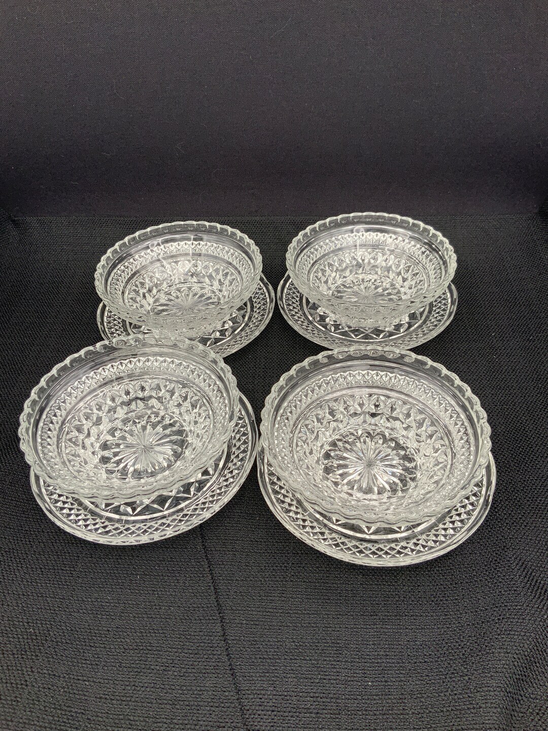 Set of 4 Wexford Anchor Hocking Fruit Bowls and Saucers, Vintage ...