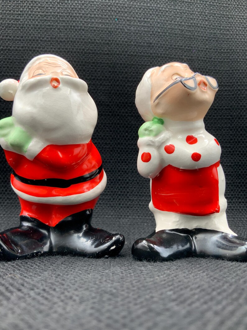 Vintage Mr. and Mrs. Claus Salt and Pepper Shakers, Holiday Dinnerware ...