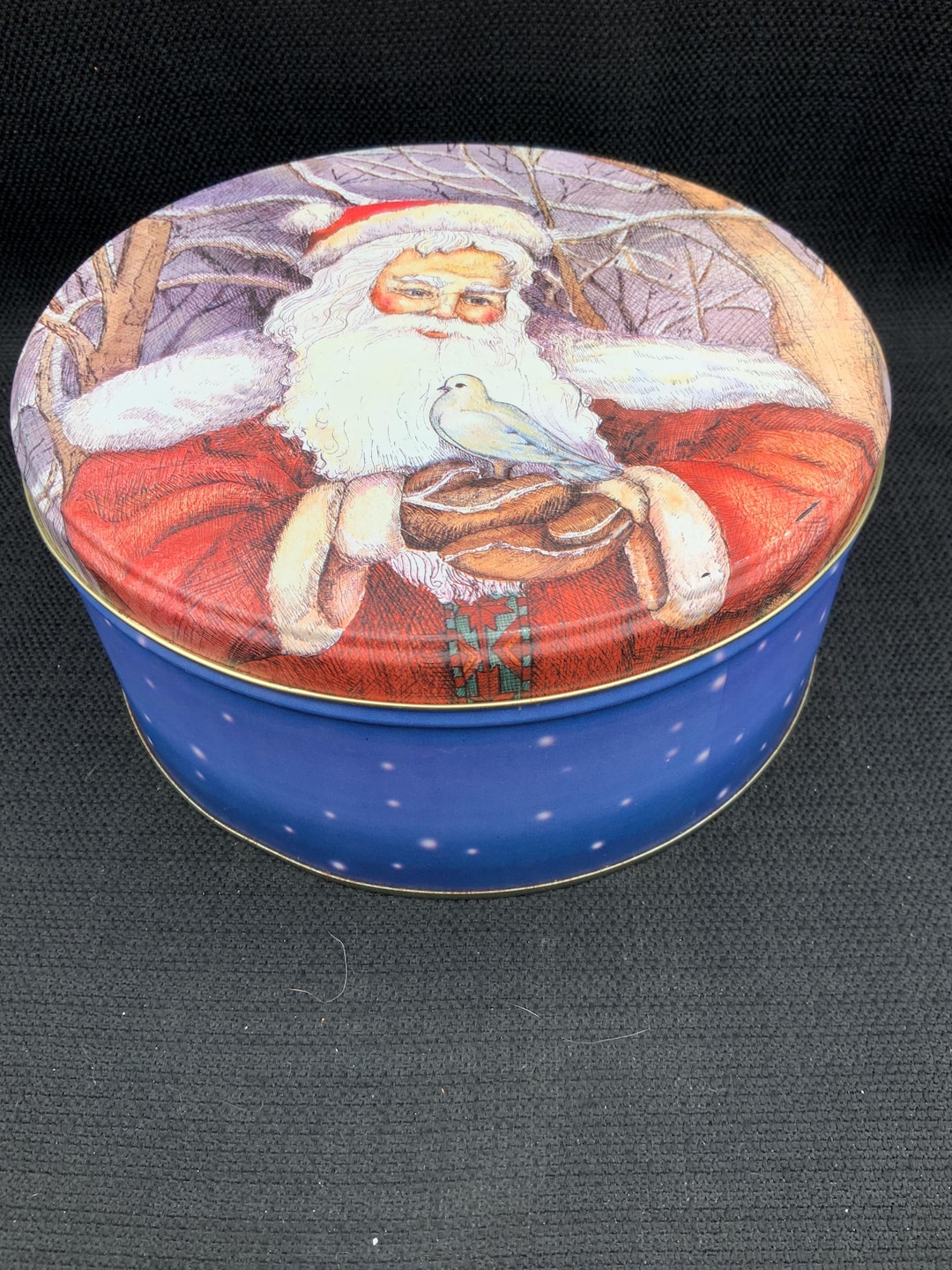 Vintage Santa Tin, Retro Christmas Decor, Holiday Storage, Cottagecore ...