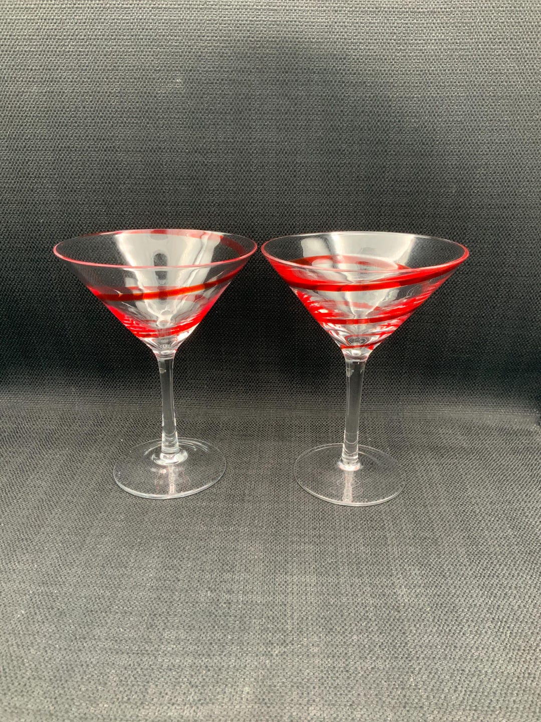 Pier One Martini Glasses, Red Swirl Design, Drinkware Collection ...