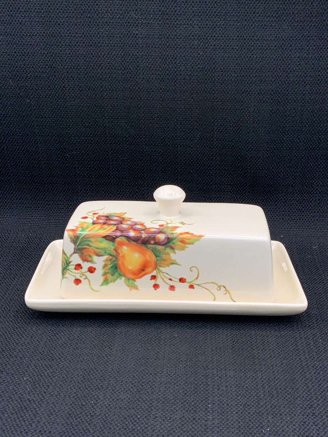 White Ceramic Gallery Butter Dish, Modern Butter Keeper, Kitchen Table ...