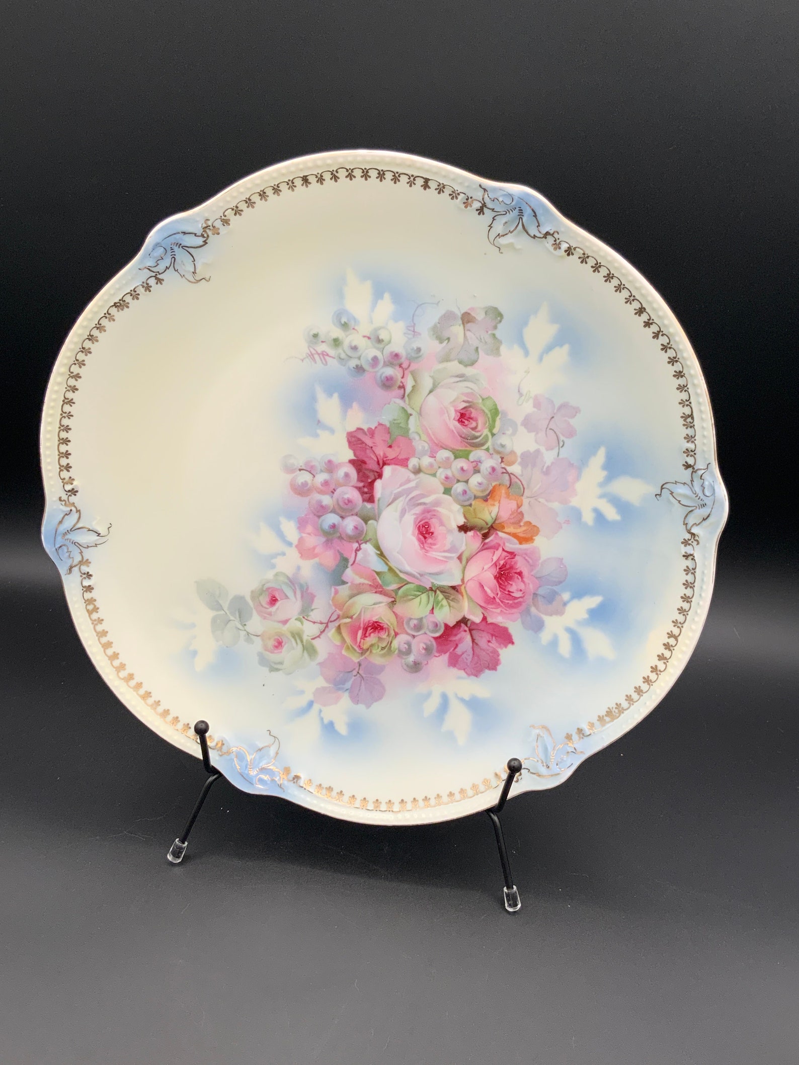 Vintage Blue Floral Plate Collectible Decor Kitchen Art - Etsy