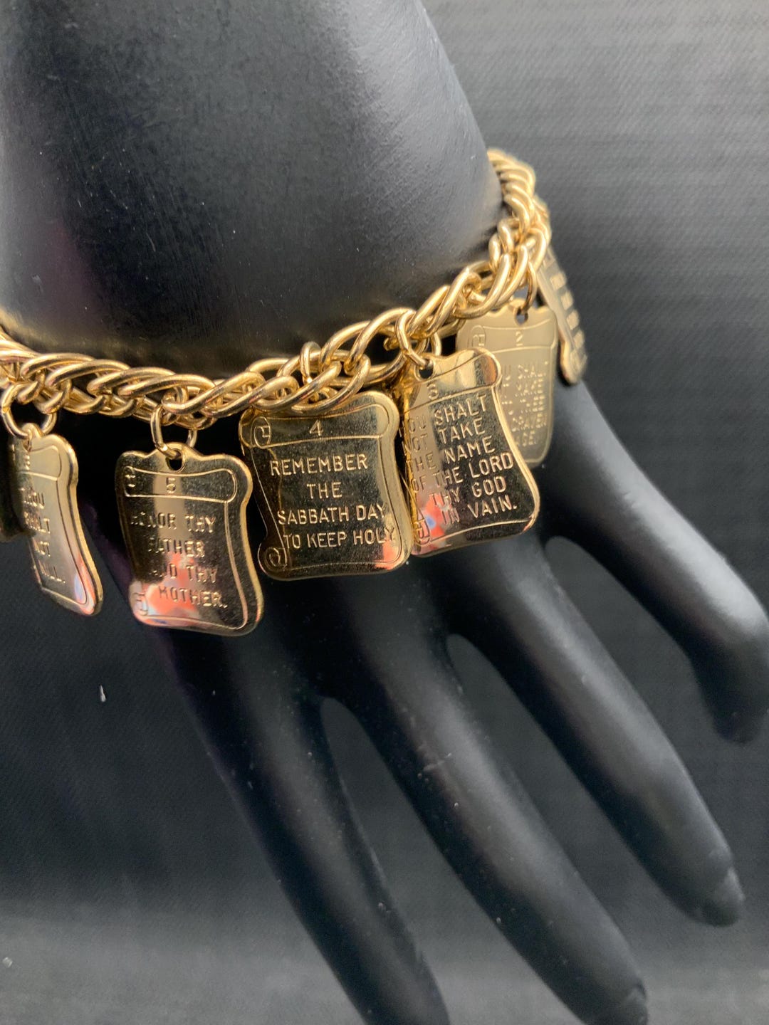 Ten Commandments Bracelet in Goldtone, Spiritual Jewelry, Religious ...