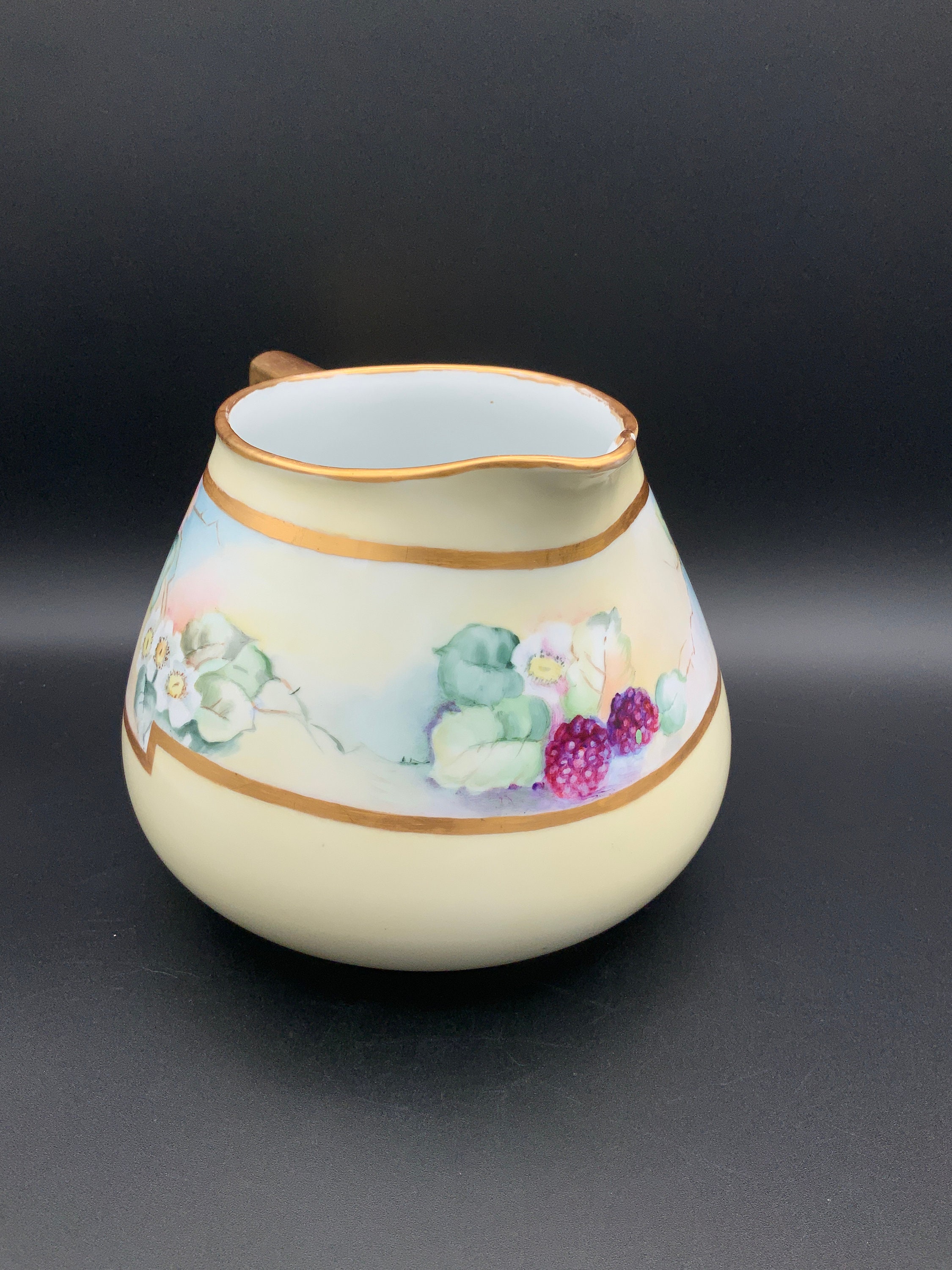 Antique Bavaria Floral Pitcher With Gold Trim, Hand Painted Porcelain ...