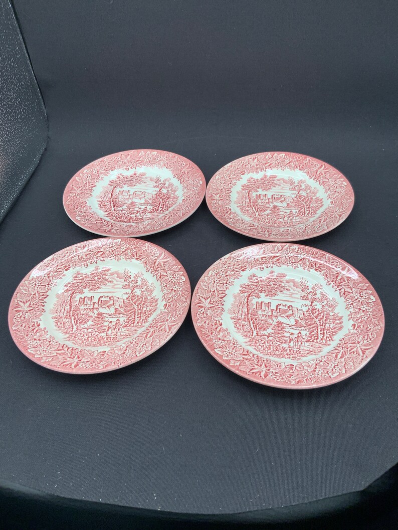Pink Transferware Salad Plate ,vintage Castles Red by English Ironstone ...