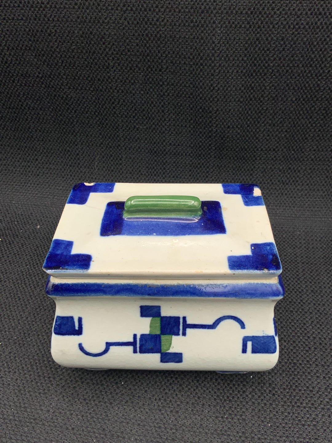 Antique Hand Painted German Ceramic Box, Vintage Trinket Holder ...
