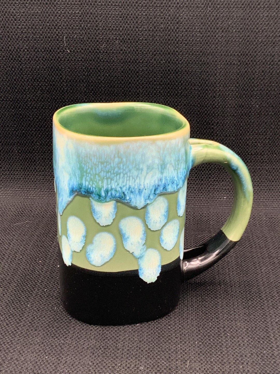 Handmade Aqua Stoneware Mug: Pottery Coffee Cup, Rustic Kitchen Decor ...