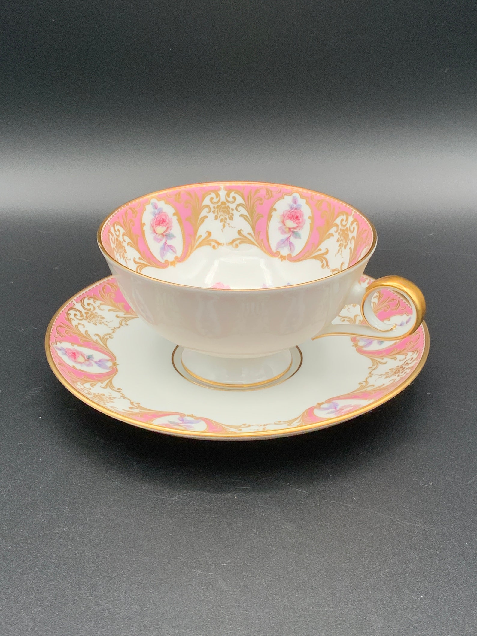 Bone China AK Kaiser West Germany Teacup & Saucer, Pink / Gold Trim ...