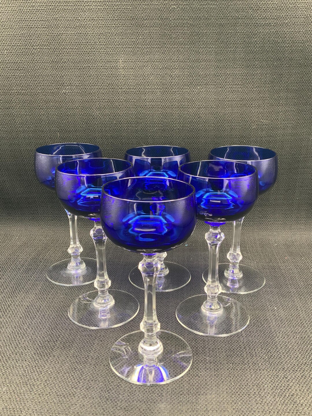 Vintage Seneca Cobalt Blue Crystal Champagne Glasses - 1930s Set of 6 ...