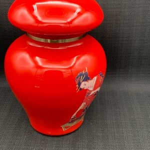 Red Ginger Jar With Lid, Chinese Ceramic Jar, Home Decor Accent ...