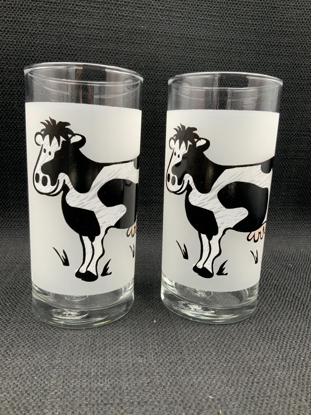 Set of Two Frosted Cow Highball Glasses, Farmhouse Kitchen Drinkware - Etsy