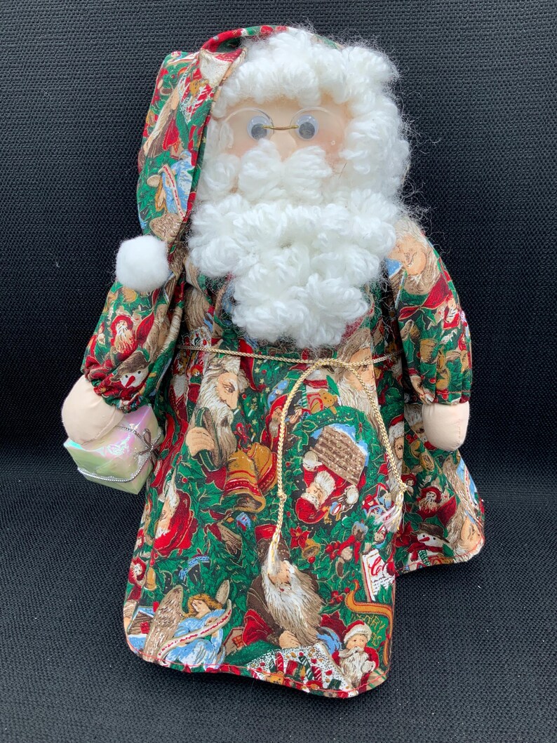 Handmade Fabric Santa Doll: Christmas Holiday Ornament, Victorian Santa ...