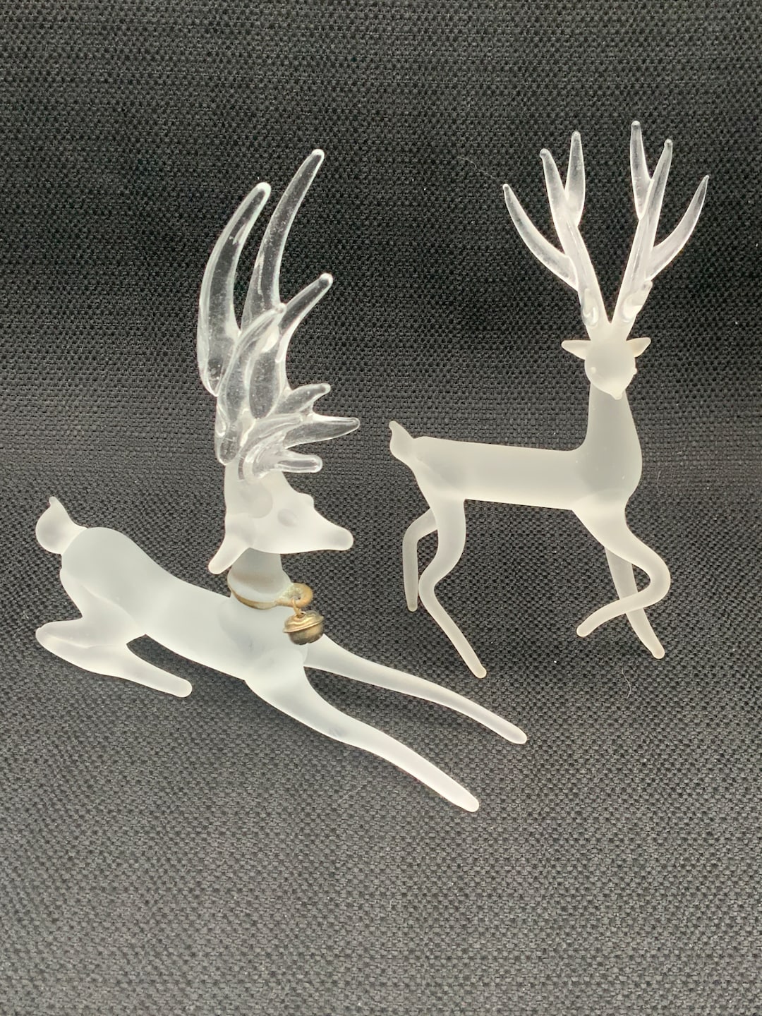 Set of Frosted Glass Reindeer Figurines, Silvestri Christmas Decor ...