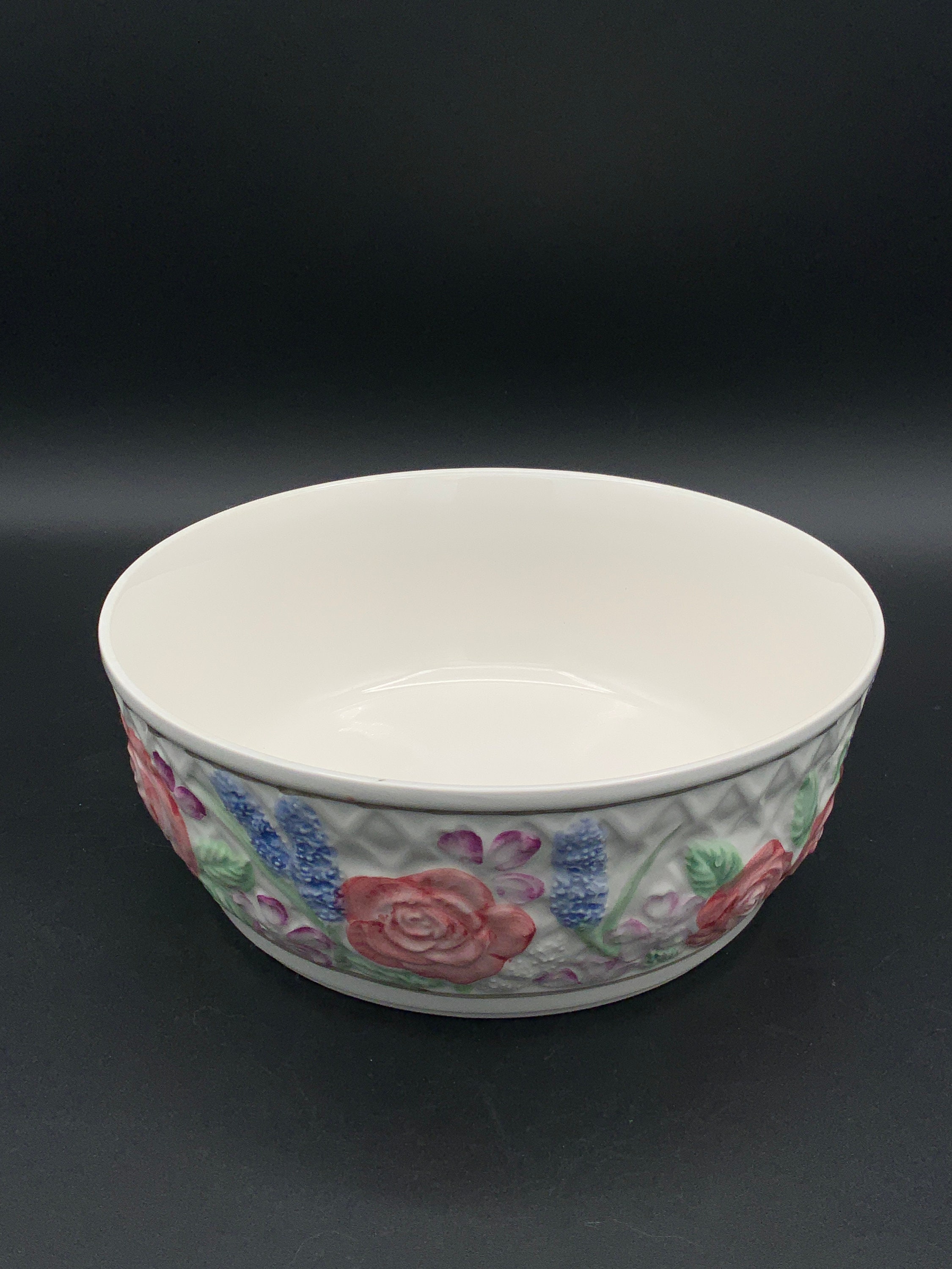 Vintage Ben Rickert Porcelain Floral Garden Bowl 3-D Cottage Core ...