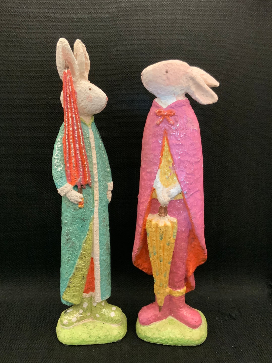 Tall Vintage Rabbit Figurines Set, Bunny Decor, Easter Decorations ...