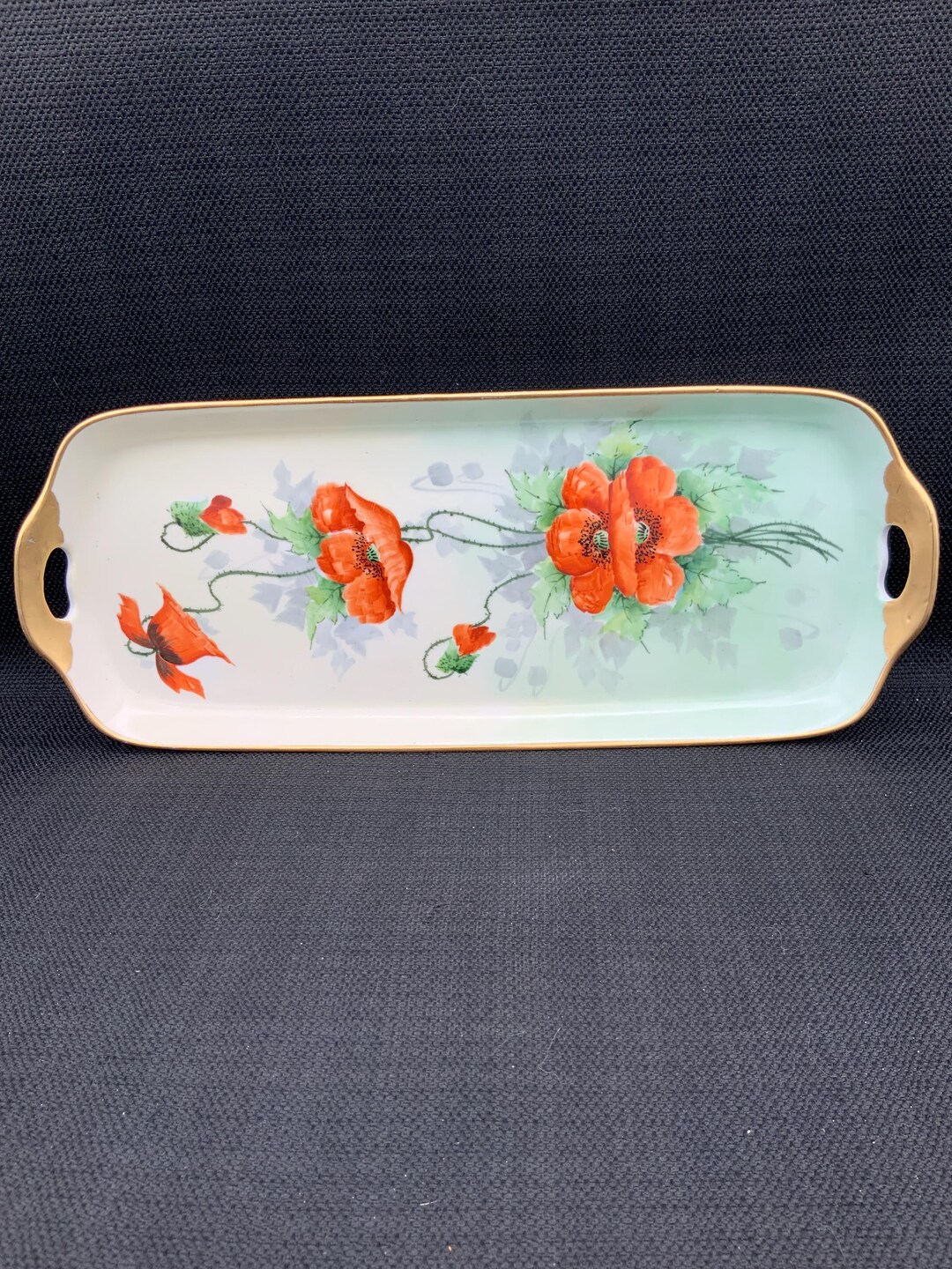 Hand Painted Poppy Handled Dish Nippin, Floral Ceramic Dish, Flower ...