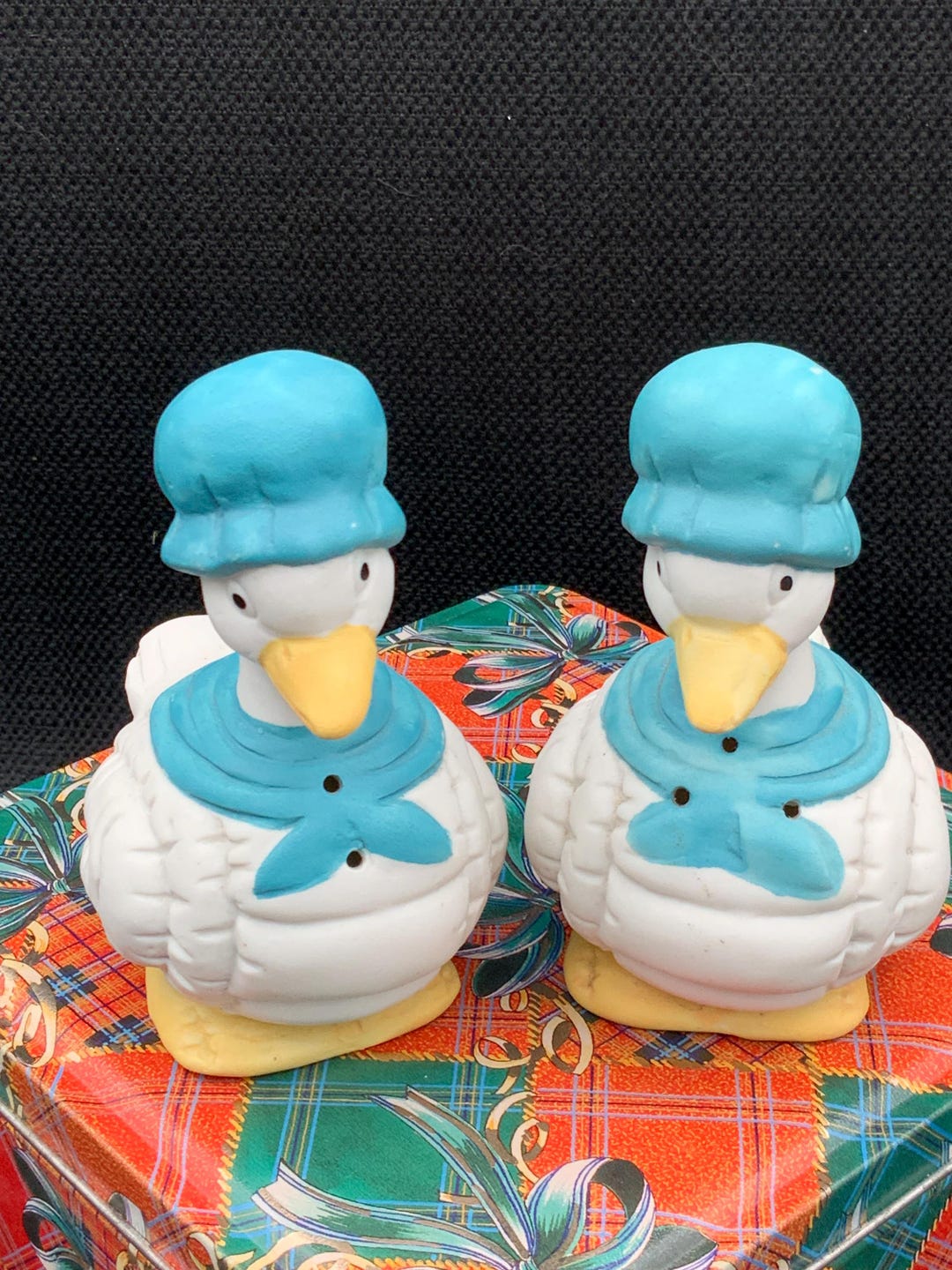 Vintage Porcelain Mother Goose Salt Pepper Shakers, Duck Blue Bonnet ...