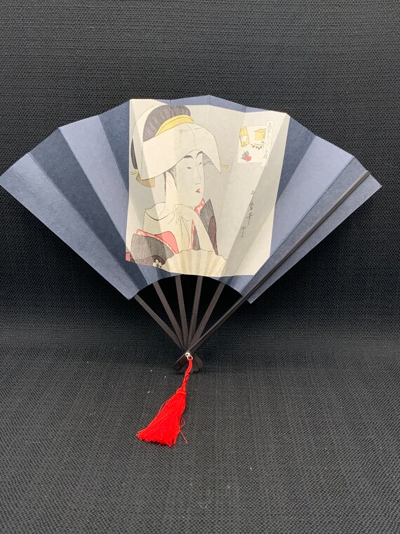 vintage japanese bamboo fan - Gem