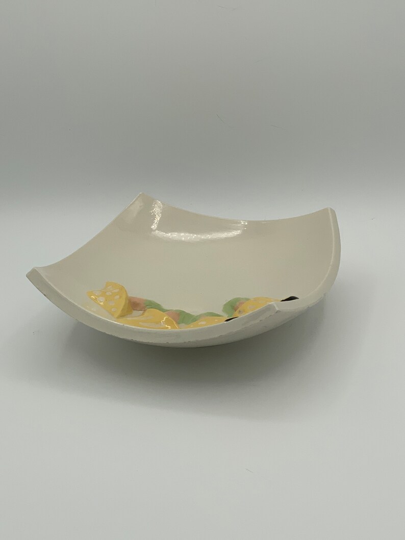 Vintage Gare Inc. 1974 Mushroom and Butterfly Ceramic Curved Dish ...
