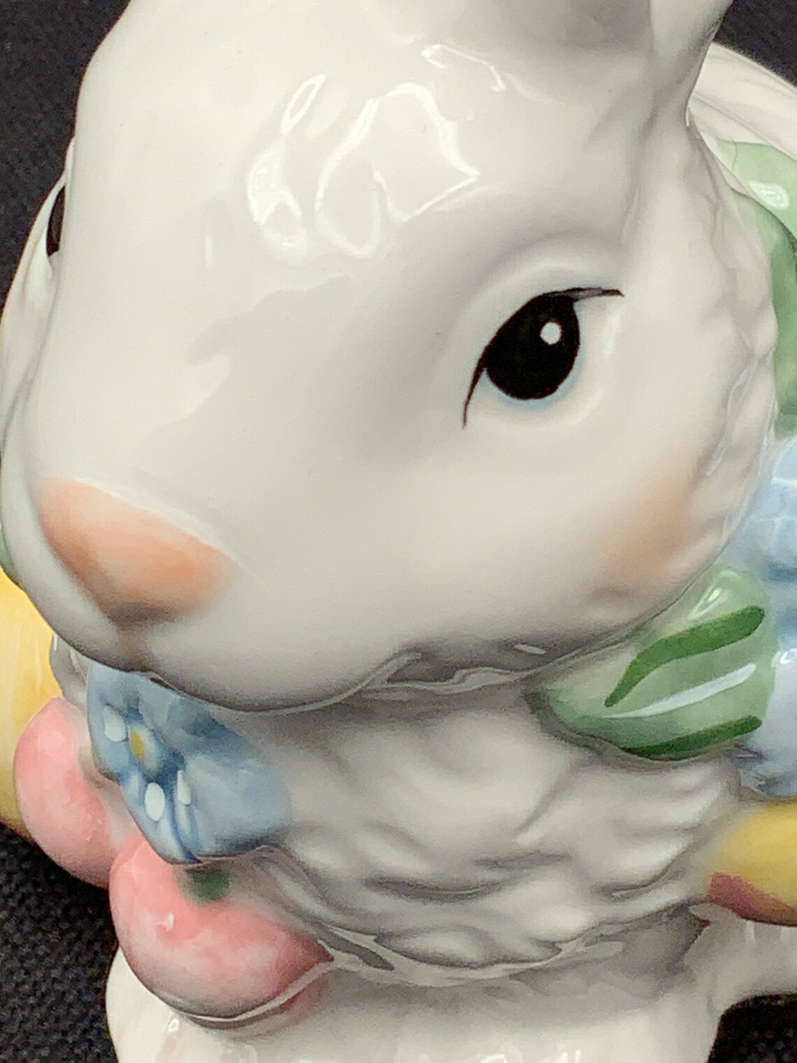 Vintage Ceramic Bunny Rabbit Figurine, Floral Fruit Decoration, 1998 ...