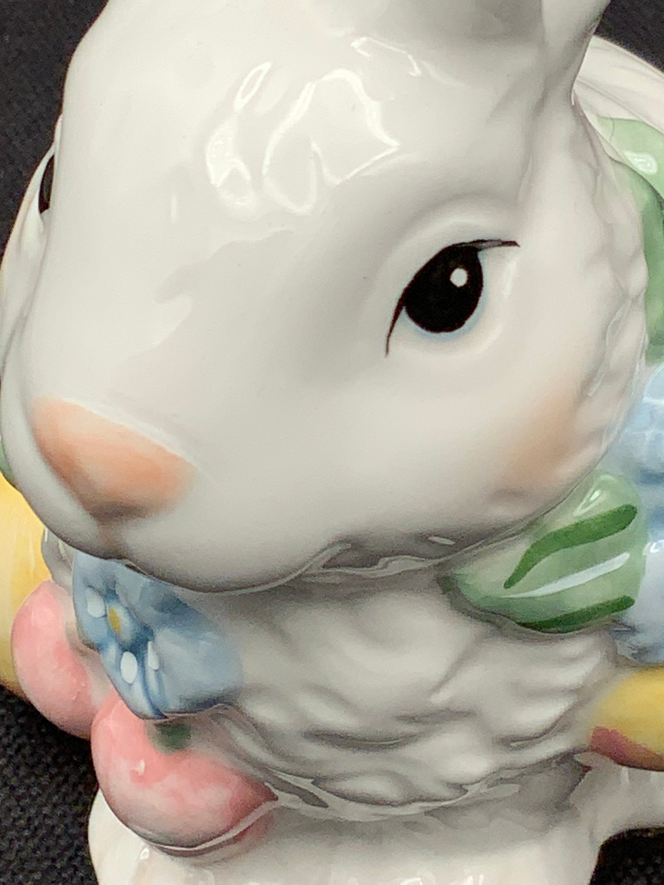 Vintage Ceramic Bunny Rabbit Figurine, Floral Fruit Decoration, 1998 ...