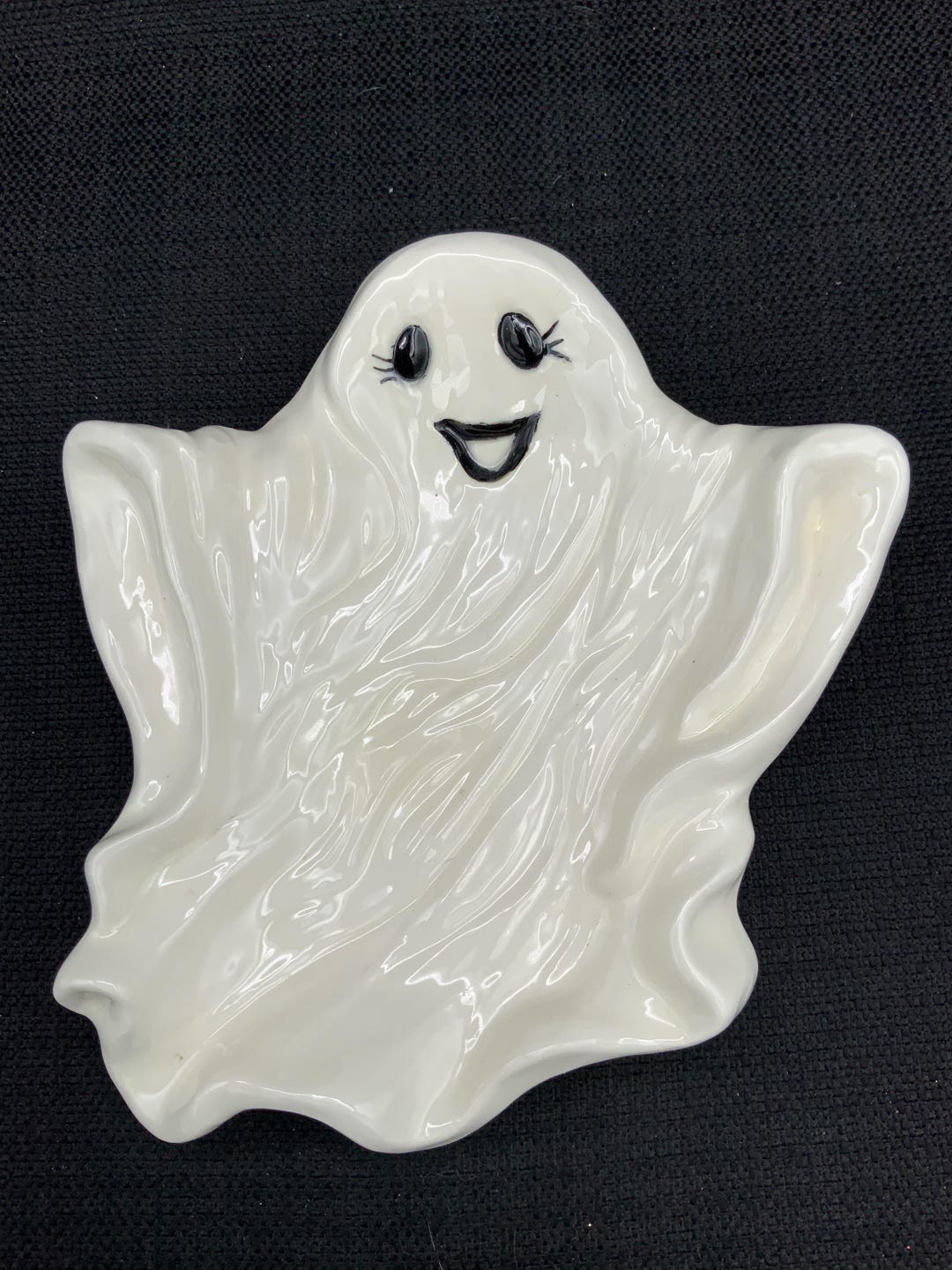 Vintage Halloween Ghost Tray, Howell Mold 1983 White Ceramic Ghost ...