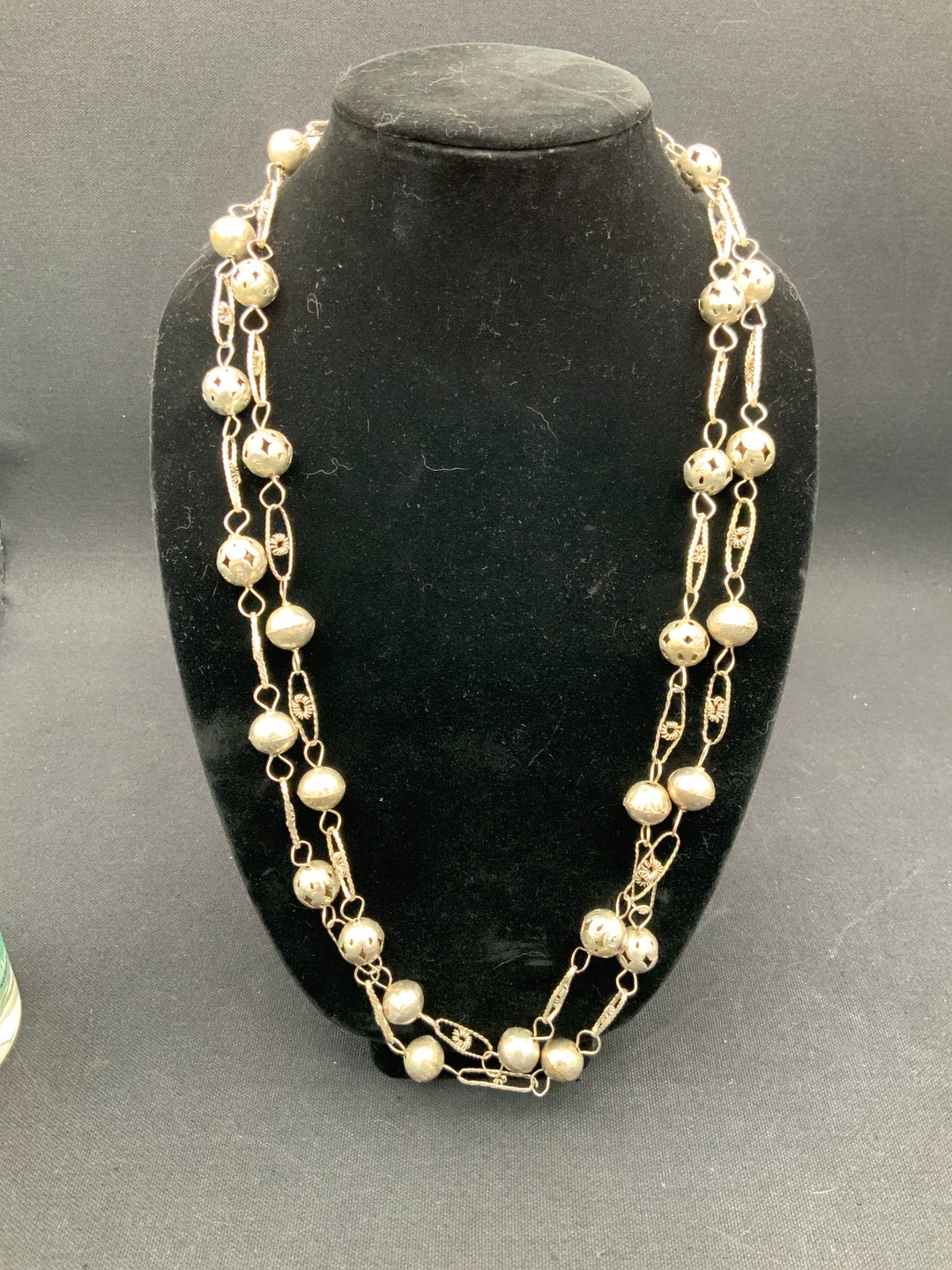 Handcrafted Silver Beaded Necklace by Isabella Springmuhl, Vintage ...