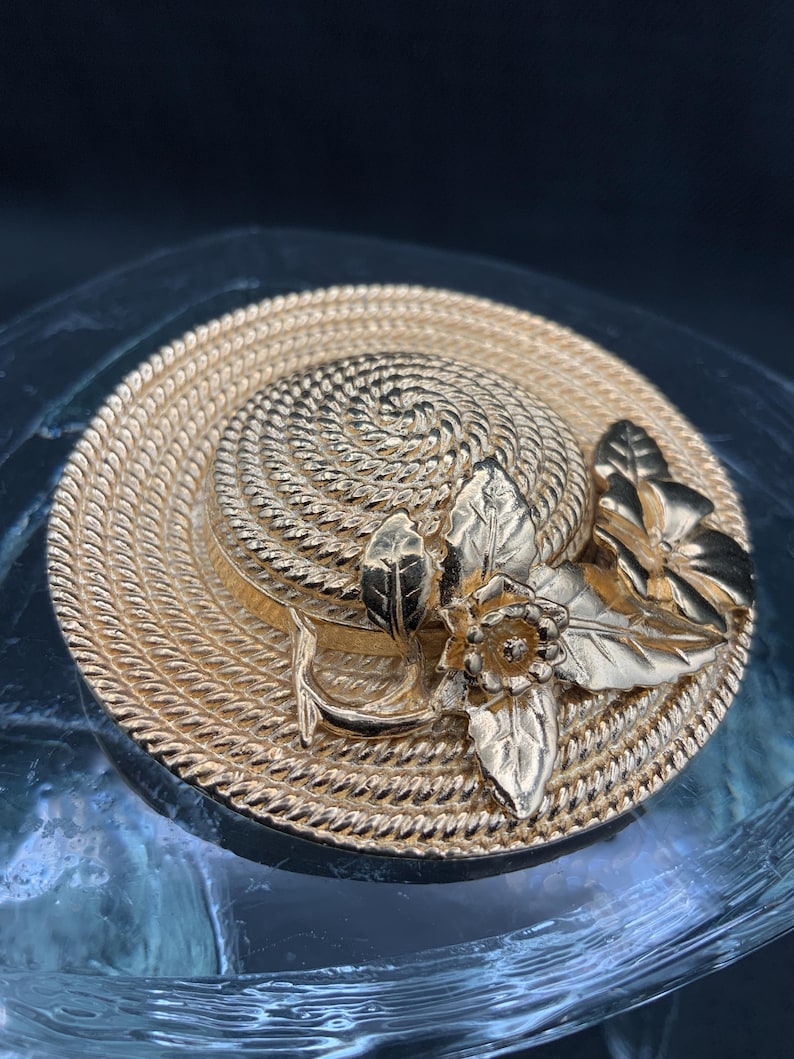 Vintage Straw Hat Brooch, Retro Gold Tone Jewelry, Unique Accessory - Etsy