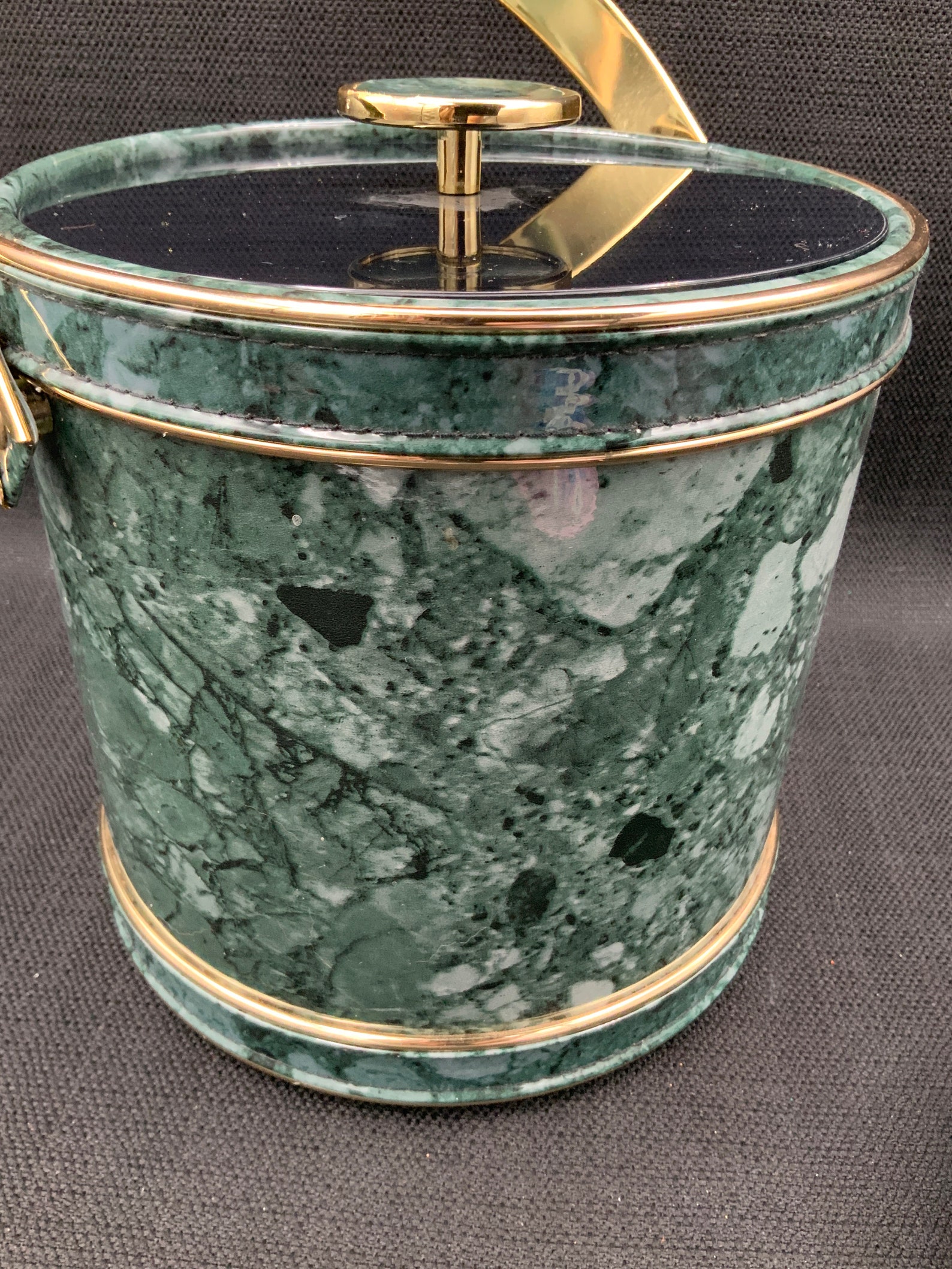 Vintage Green Faux Marble Ice Bucket Made in Japan, Japanese Barware ...