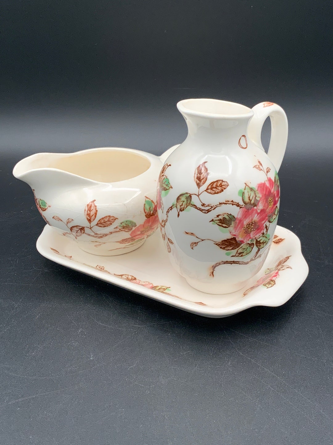 Collectible Pink Dogwood Nasco Pottery Trio Set, Vintage Dishware ...