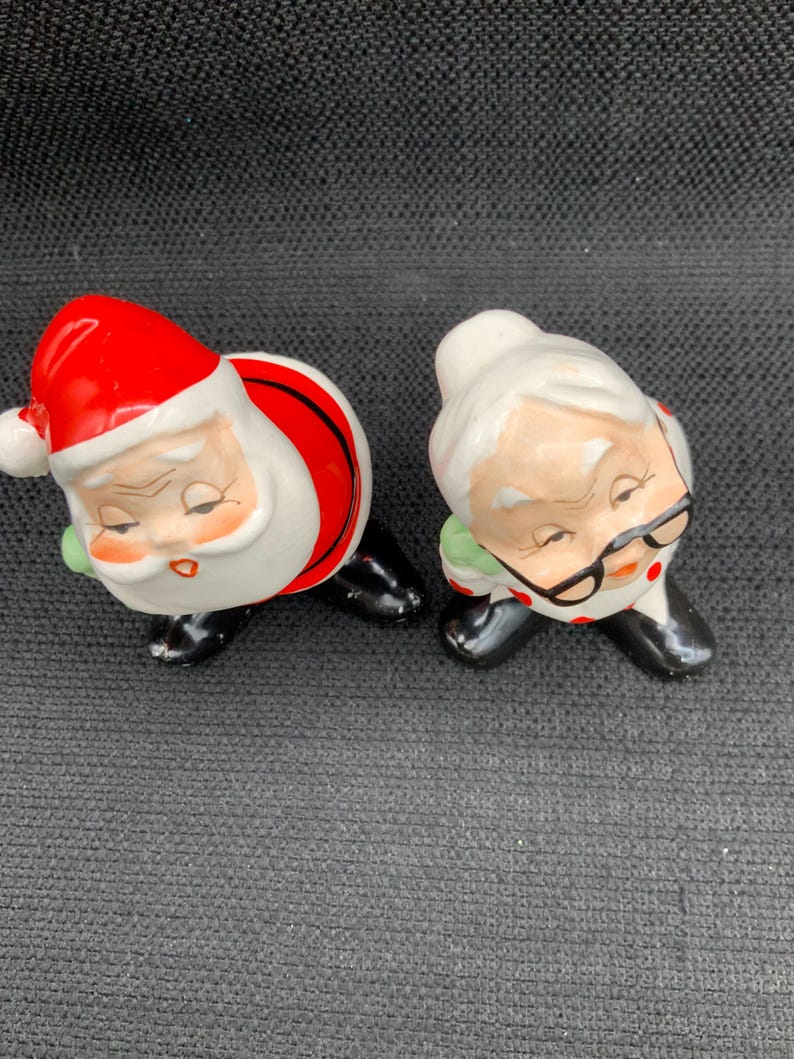 Vintage Mr. and Mrs. Claus Salt and Pepper Shakers, Holiday Dinnerware ...
