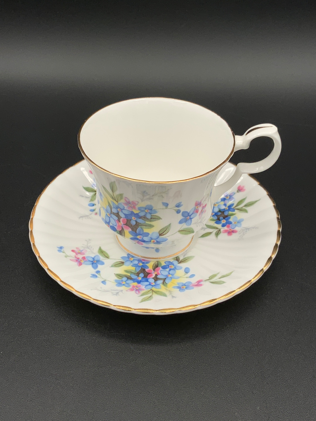 Blue Floral Teacup by Royal Windsor, Vintage Porcelain, Made in England ...