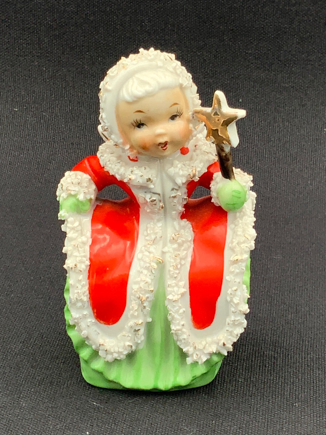 Napco Ceramics Angel Bell Figurine, Christmas Red, Green and White ...