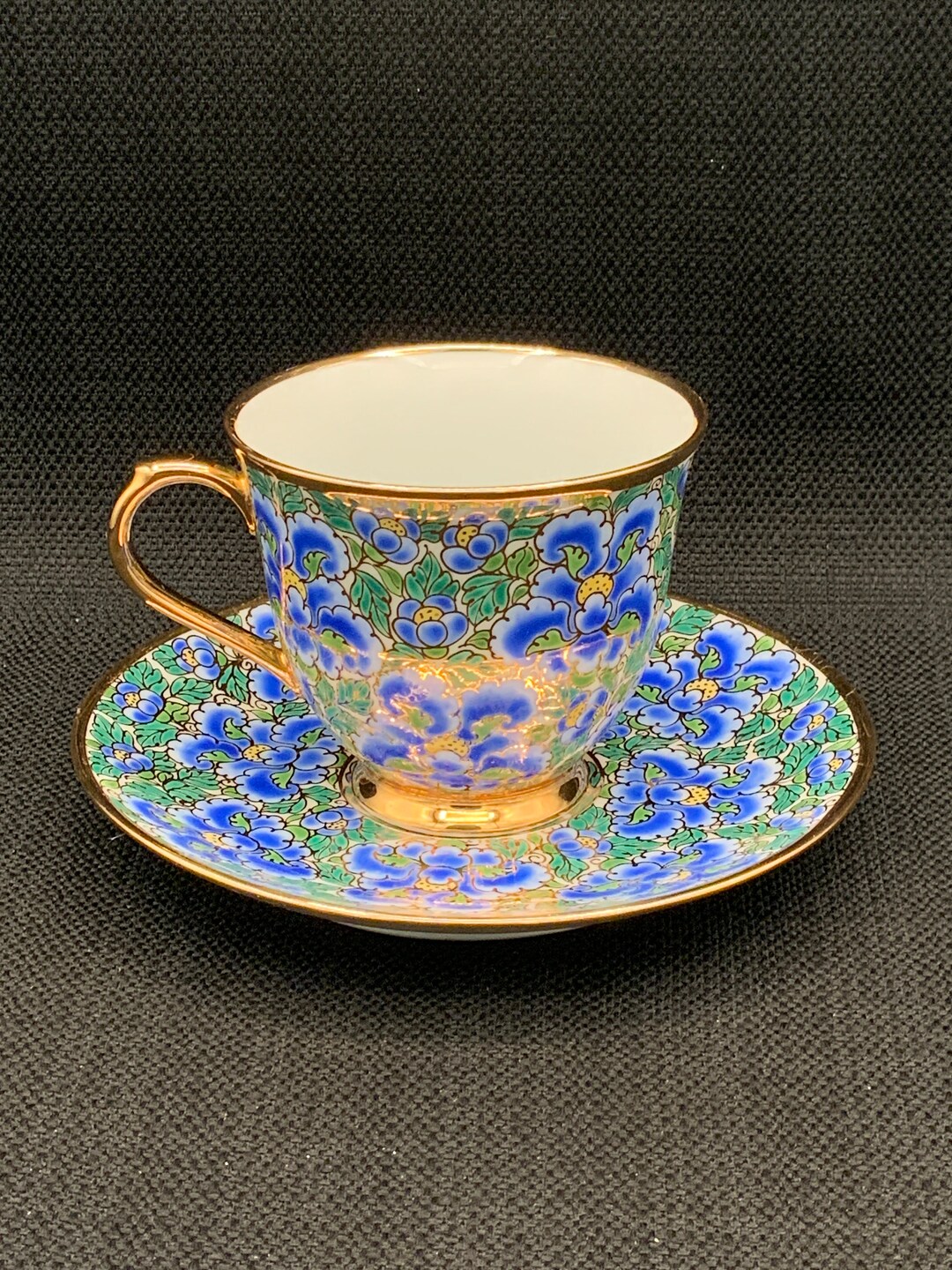 Blue Floral Enameled Teacup, Vintage Tea Cup, Decorative Enameled Mug ...