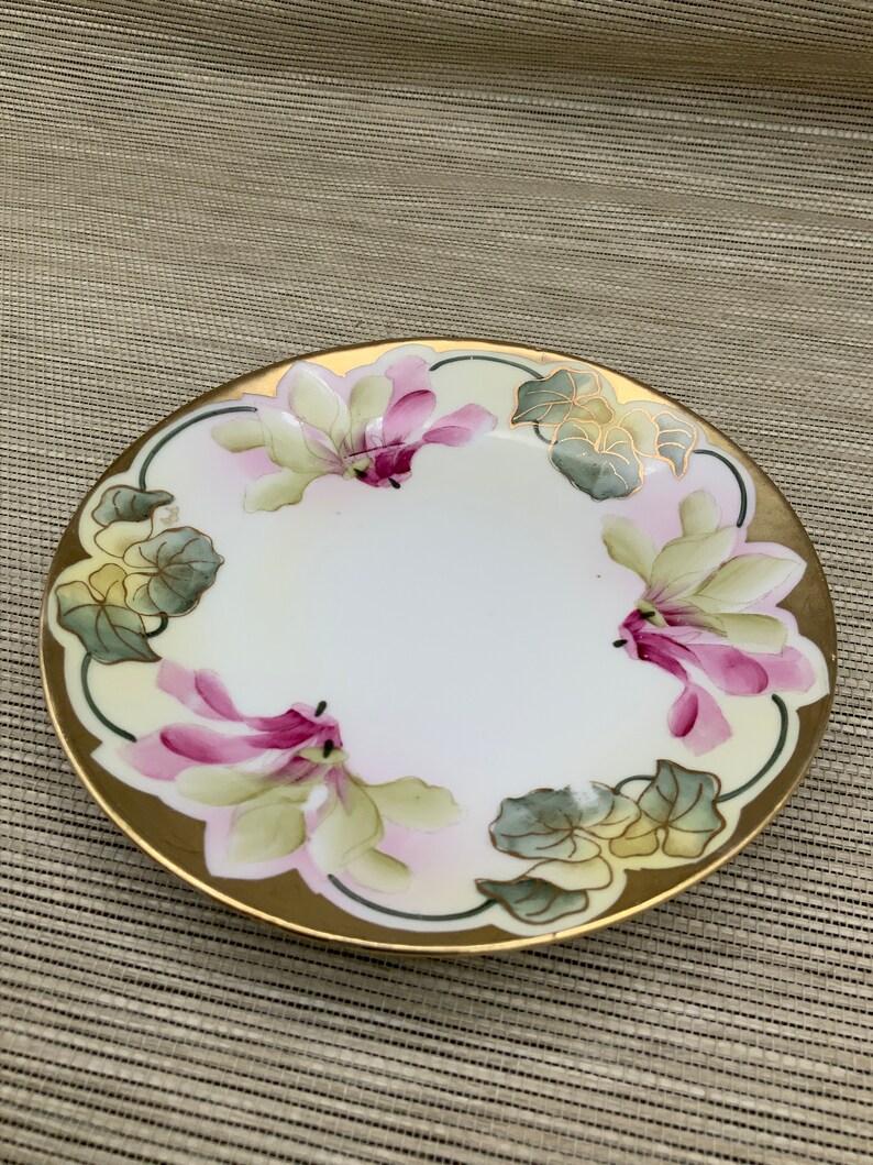 Royal Rudolstadt Prussia Plate, Pink and White Flower, Hand Painted 8 1 ...