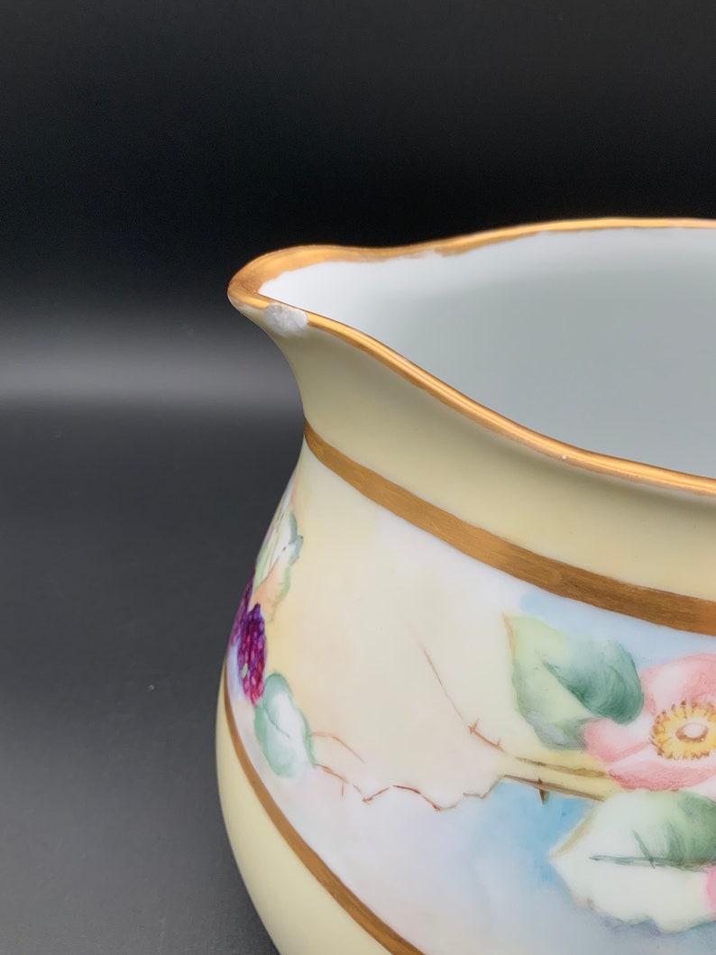 Antique Bavaria Floral Pitcher With Gold Trim, Hand Painted Porcelain ...