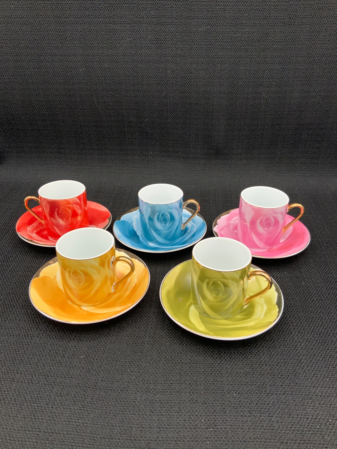 Shabby Chic Floral Tea Cups, Delicate Espresso Saucers, French Country ...