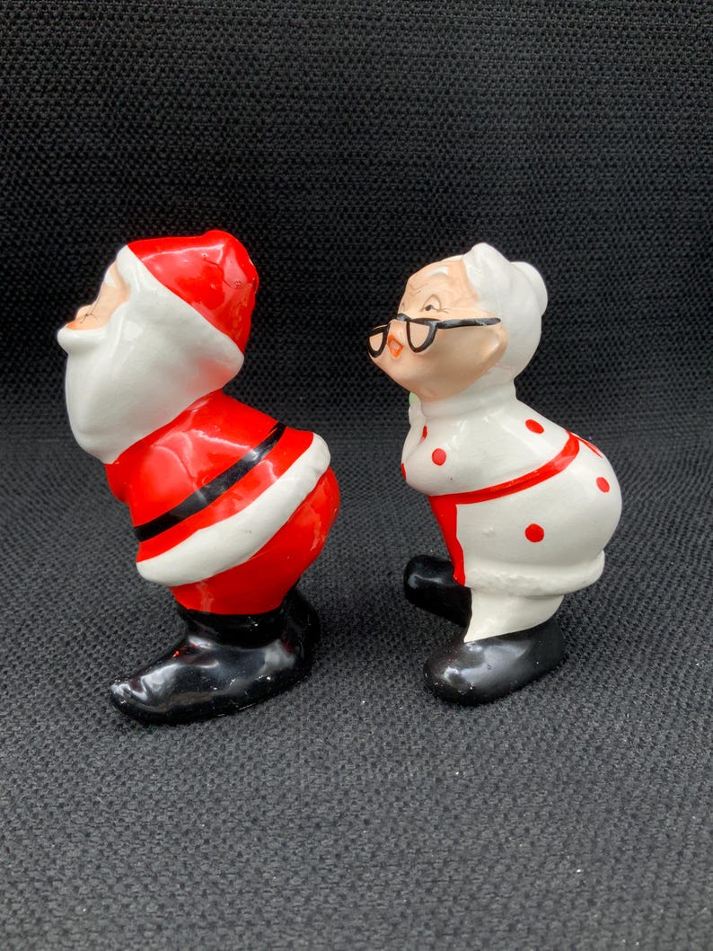 Vintage Mr. and Mrs. Claus Salt and Pepper Shakers, Holiday Dinnerware ...