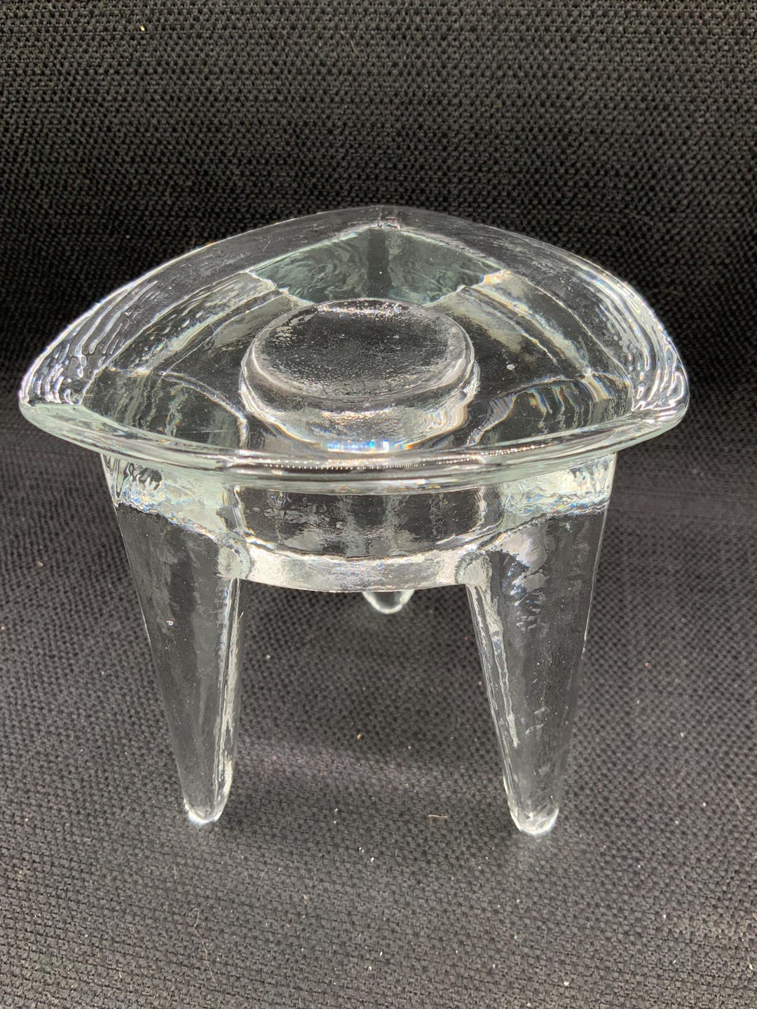 Vintage MCM Triangle Glass Candle Holder: Retro Decor Accent - Etsy
