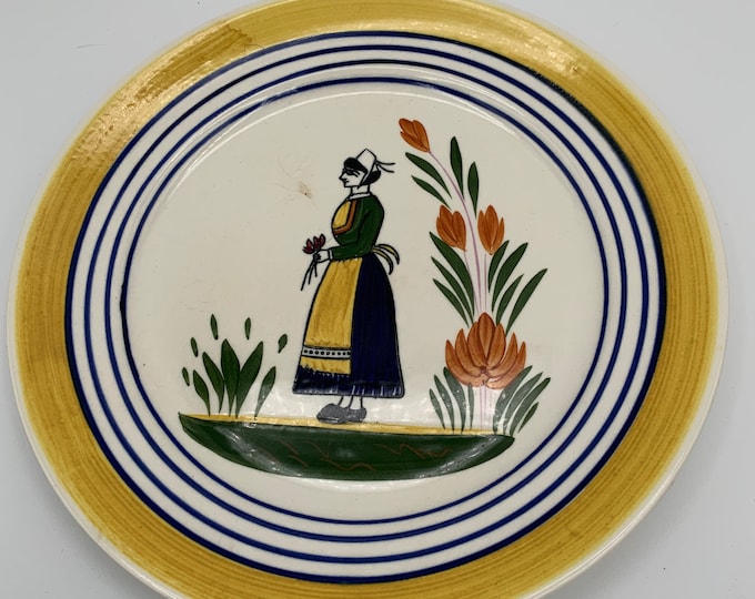 Henriot Quimper France Plate, Hand-painted Faience Ceramic, Vintage ...