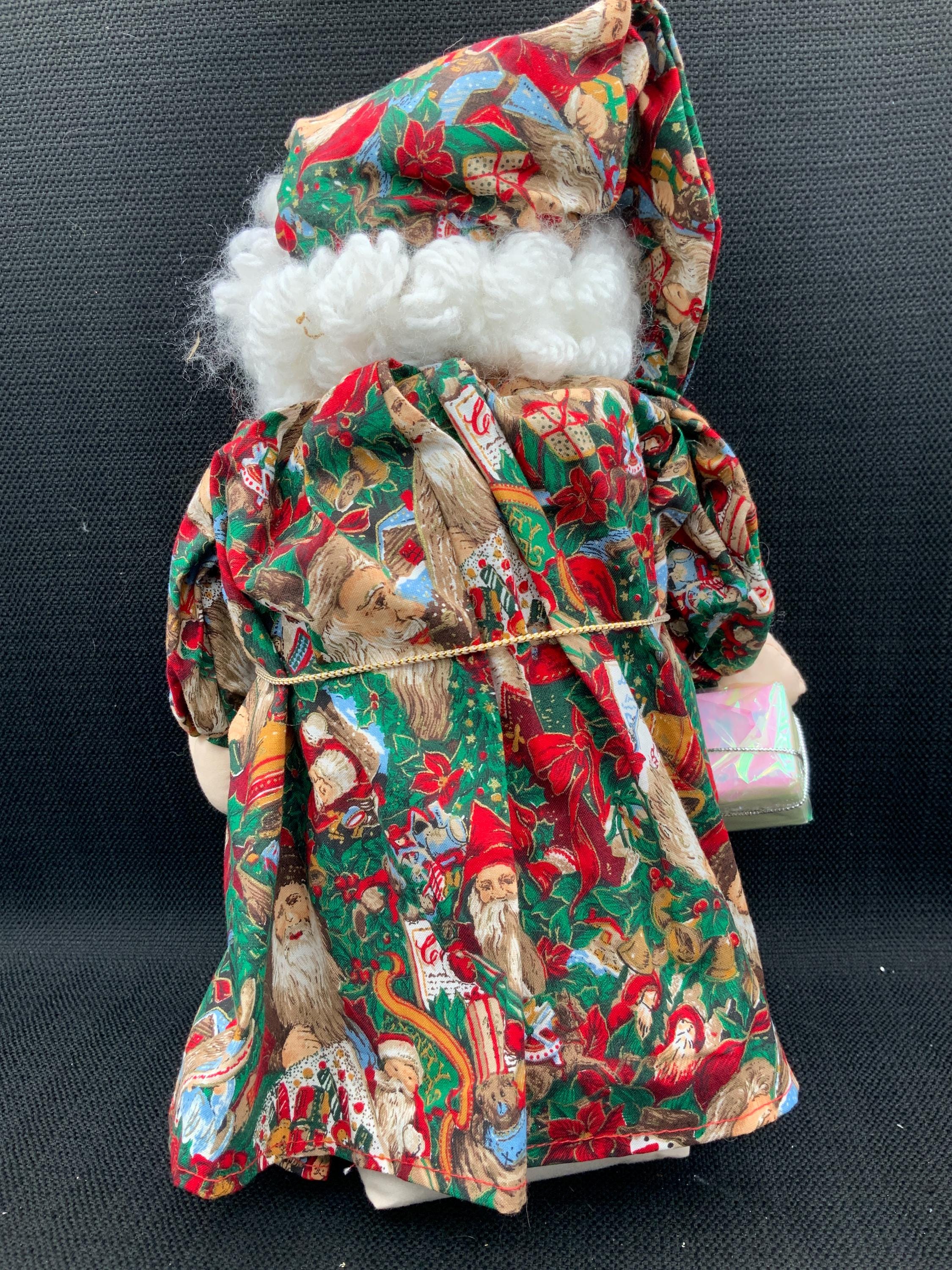 Handmade Fabric Santa Doll: Christmas Holiday Ornament, Victorian Santa ...