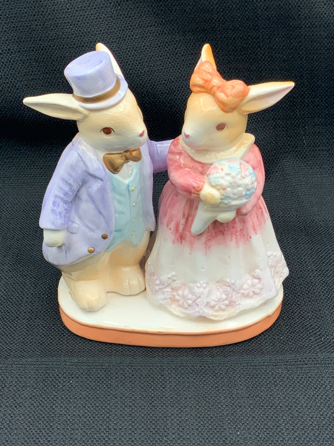 Collectible Rabbit Couple, Vintage Ceramic Bride and Groom Bunnies ...