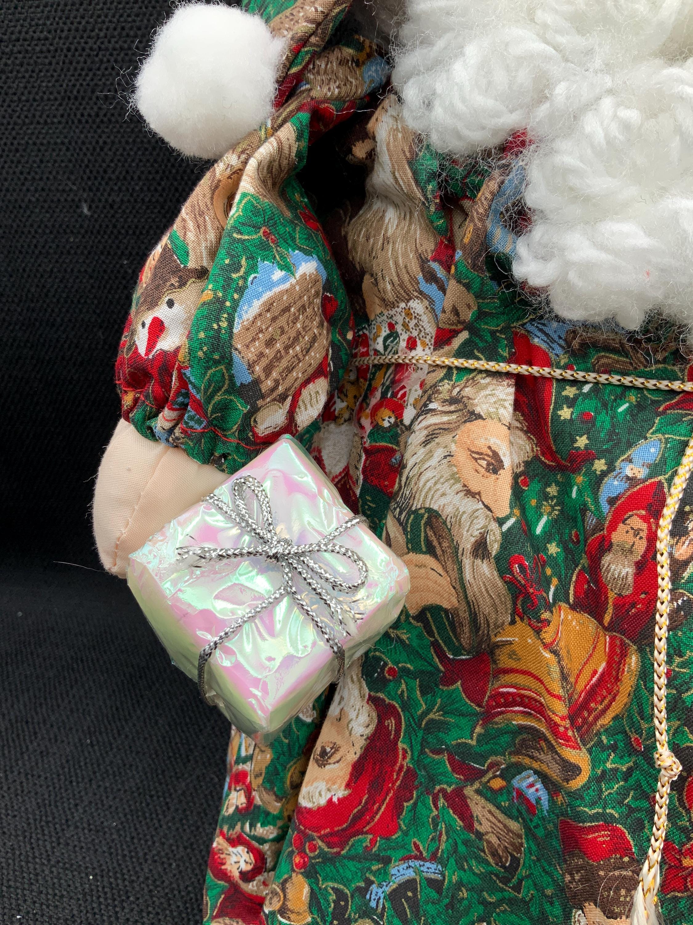 Handmade Fabric Santa Doll: Christmas Holiday Ornament, Victorian Santa ...