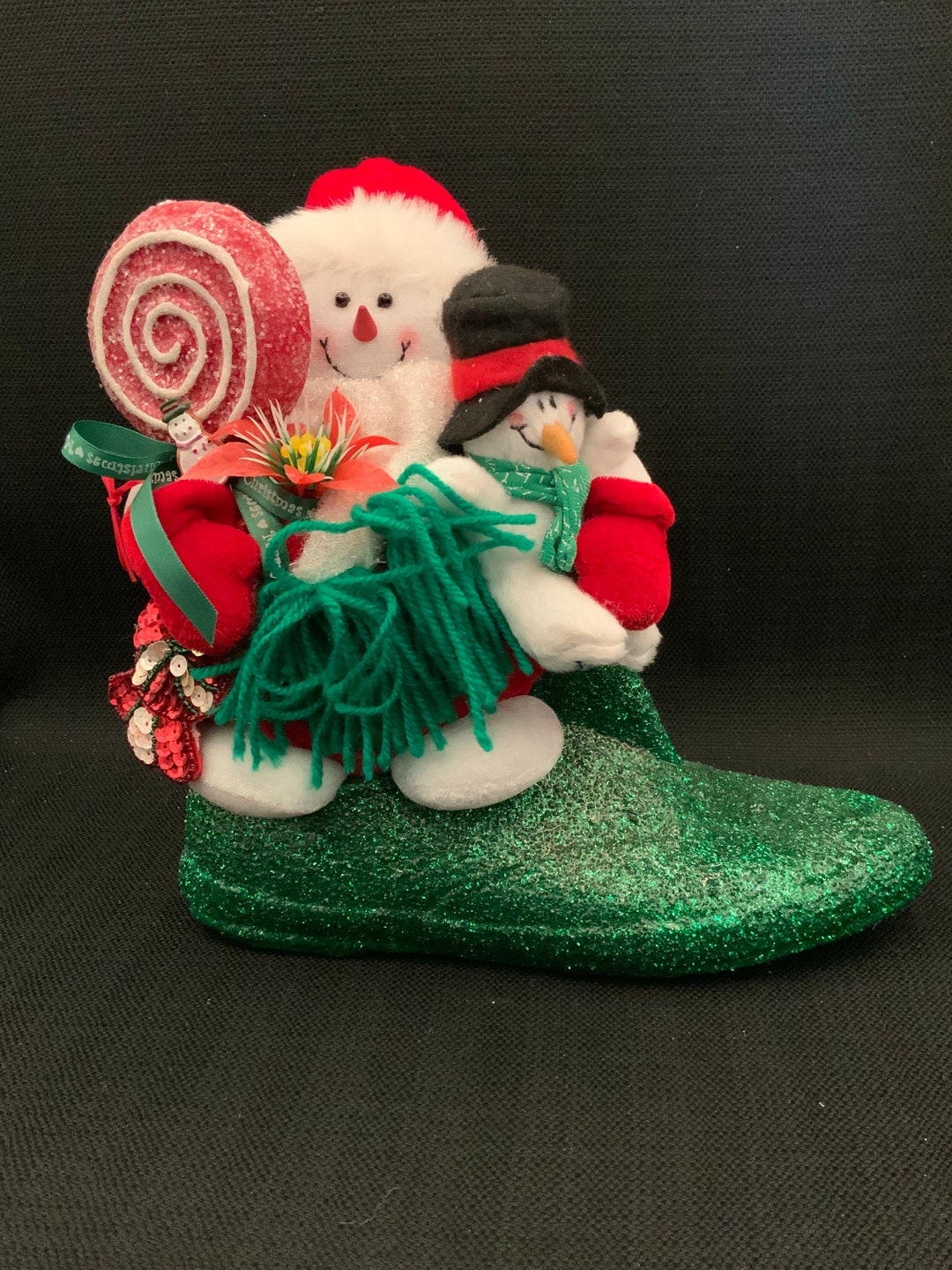 Snowman in A Boot Centerpiece, Snowman Decor, Snowman Arrangement ...