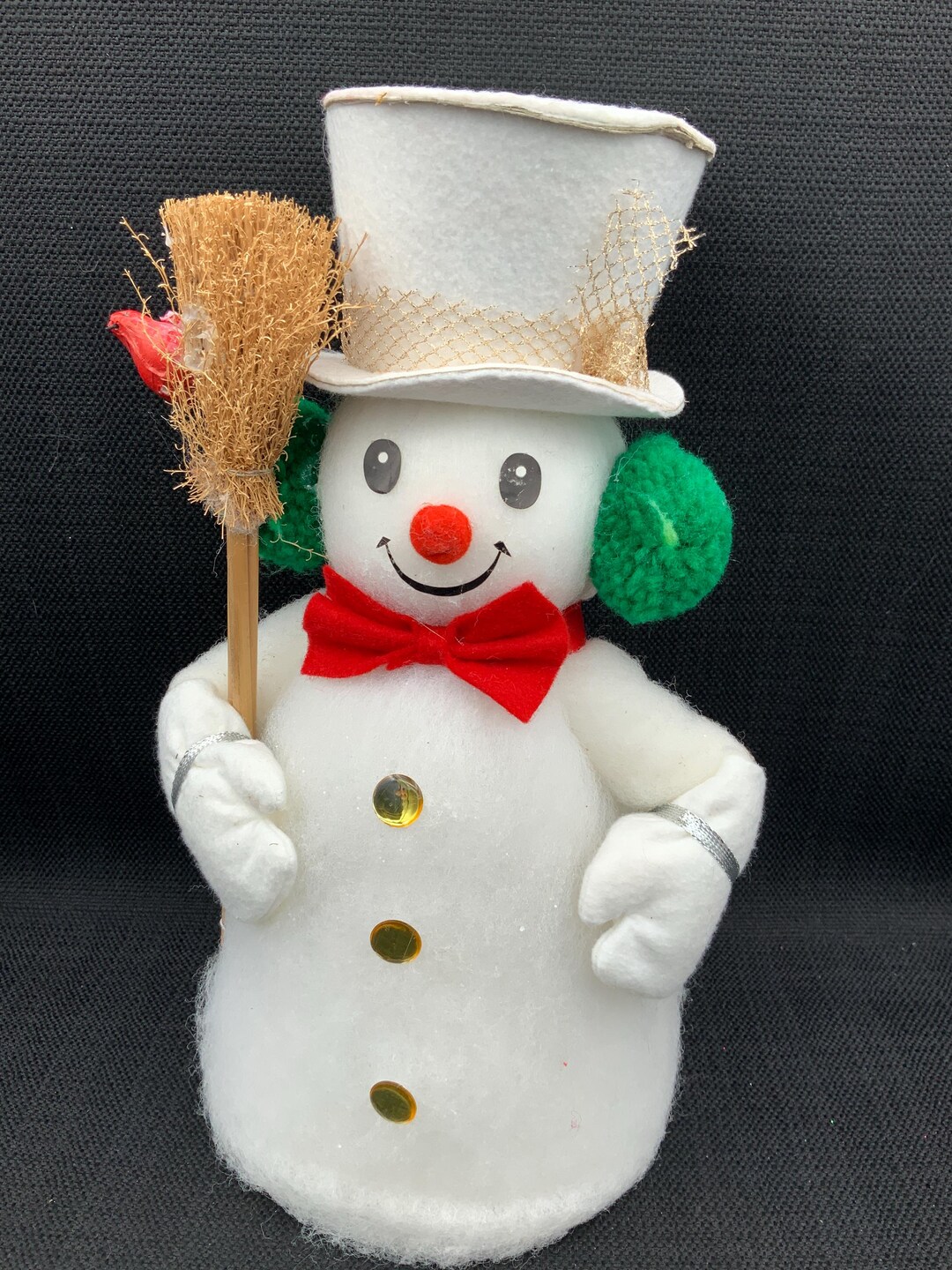 Vintage Fluffy Snowman Figurines, Taiwan Inarco Christmas Decor ...