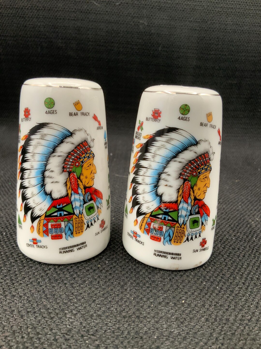 Native American Chief Ceramic Salt & Pepper Shakers: Kitchen Decor - Etsy
