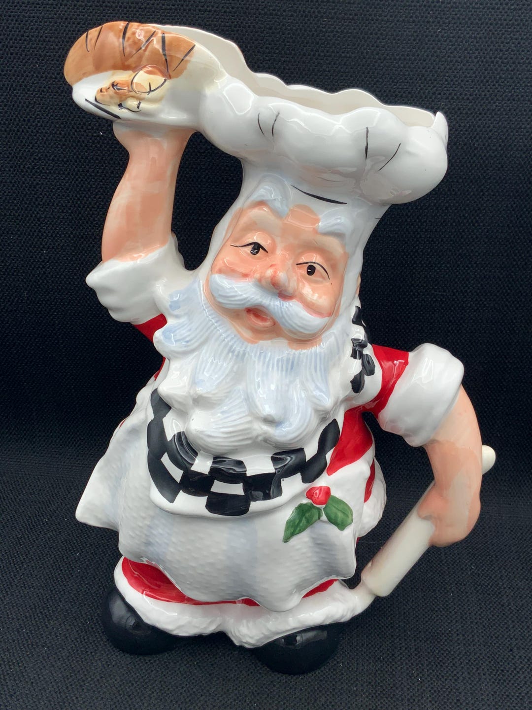 Santa Claus Chef Pitcher, Holiday Drink Pitcher, Festive Kitchen ...