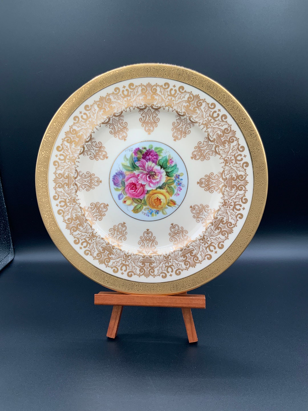 Vintage Cauldon Bone China Plate: Floral Gold Gilt Decor (10.5 ...