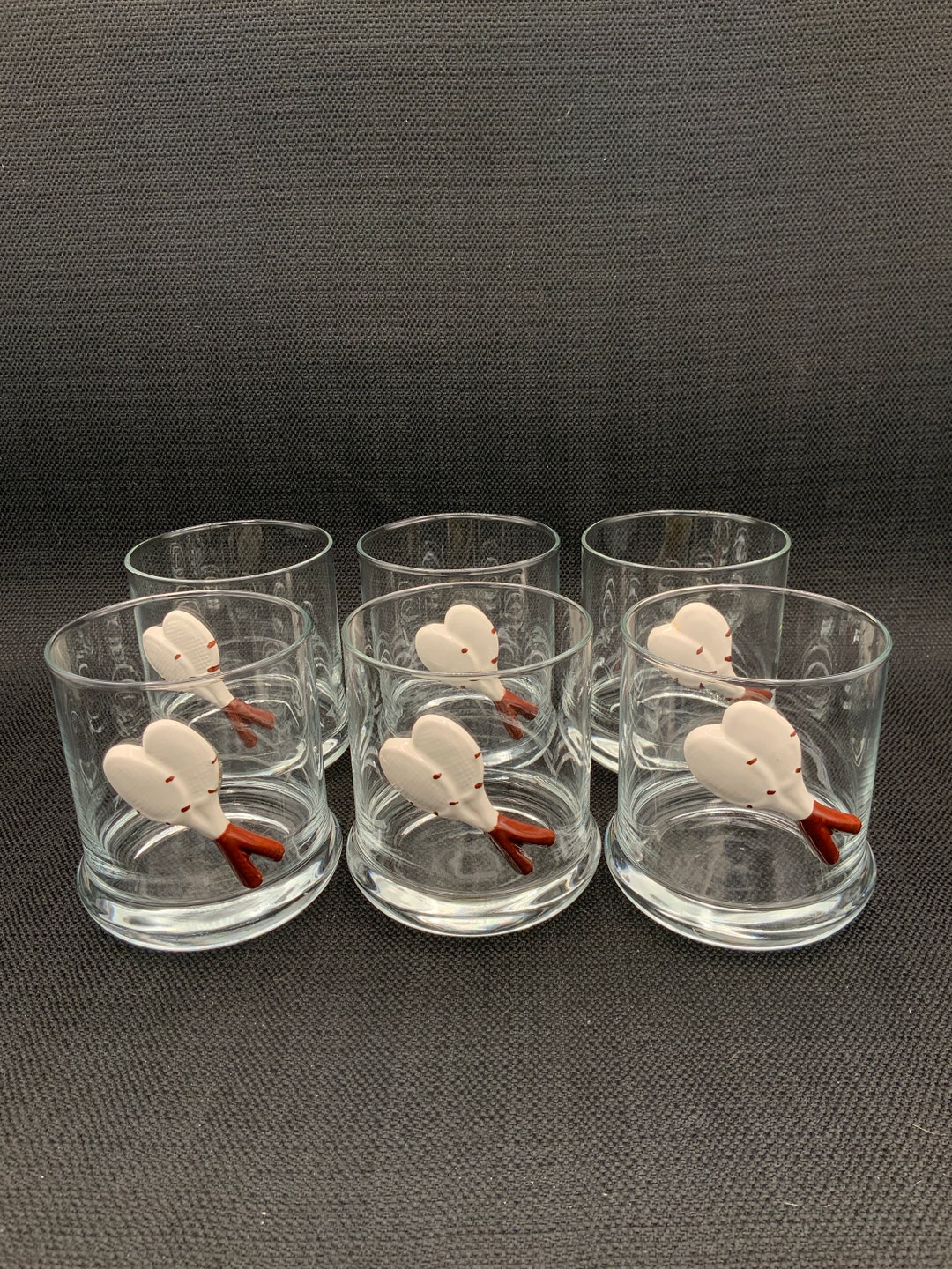 Vintage Tennis Racquet Cocktail Glasses Set, Bar Drinking Ware, 6 Rock ...